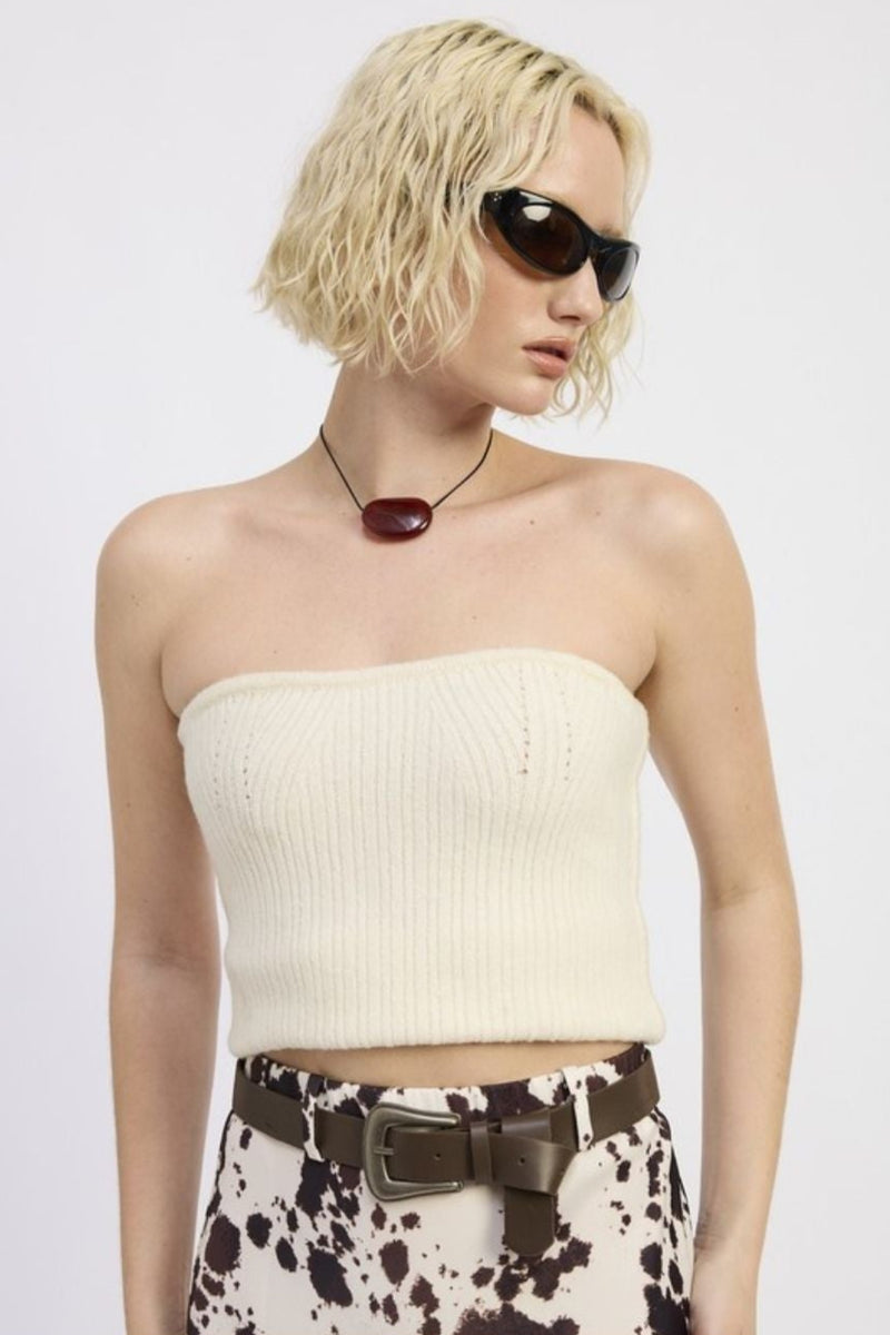 Lace Up Sweater Tube Top - Love Classic