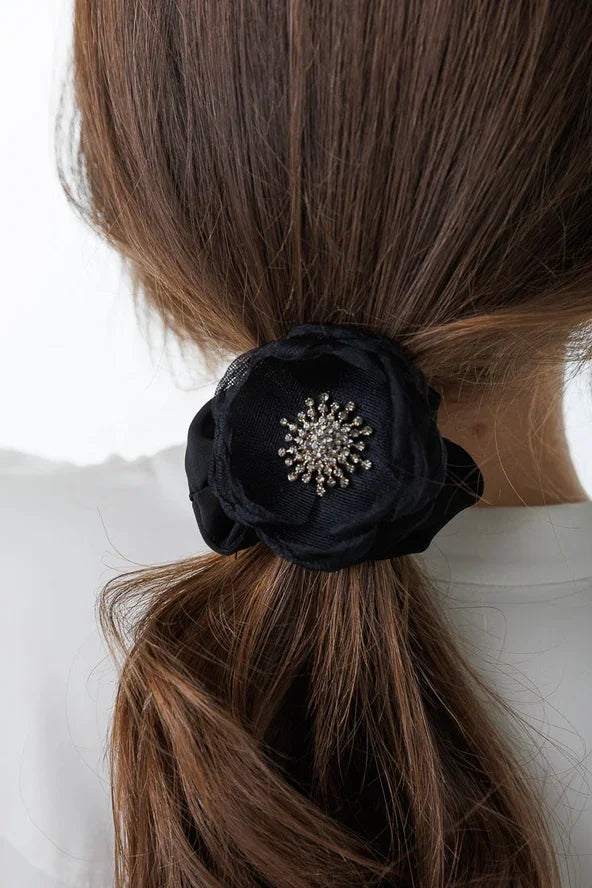 Crystal Flower Scrunchie - Love Classic
